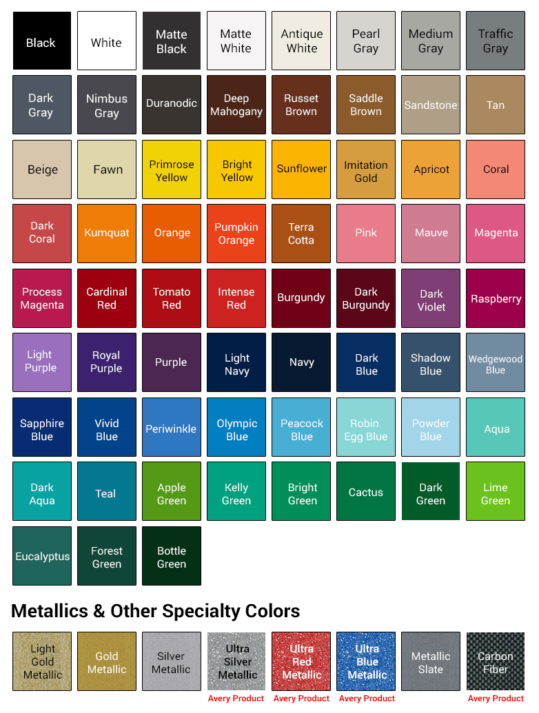Color Chart Motorcycle Decals Color Chart Motorcycle Decals
